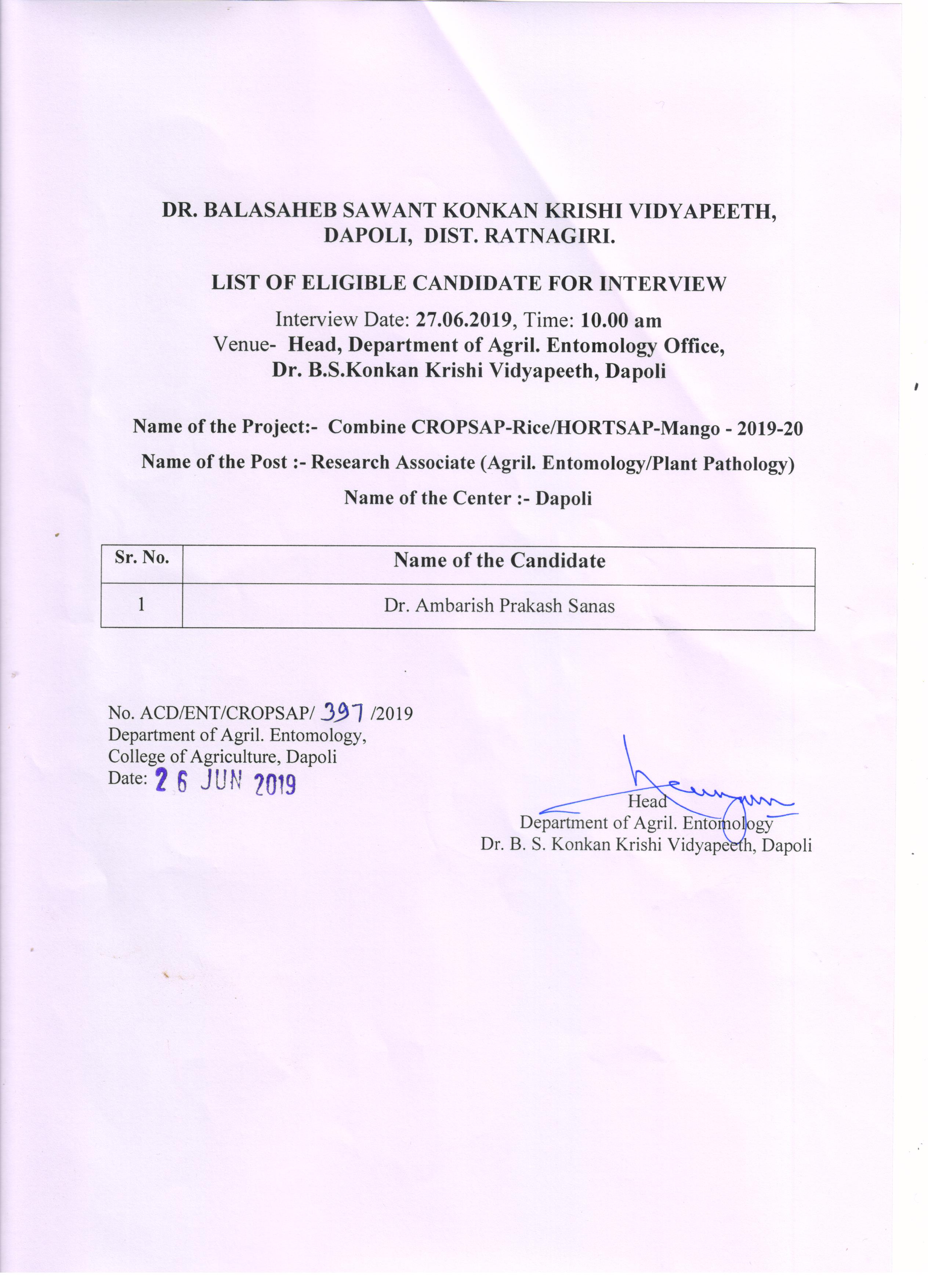 Dr. Balasaheb Sawant Konkan Krishi Vidyapeeth, Dapoli (Agricultural ...
